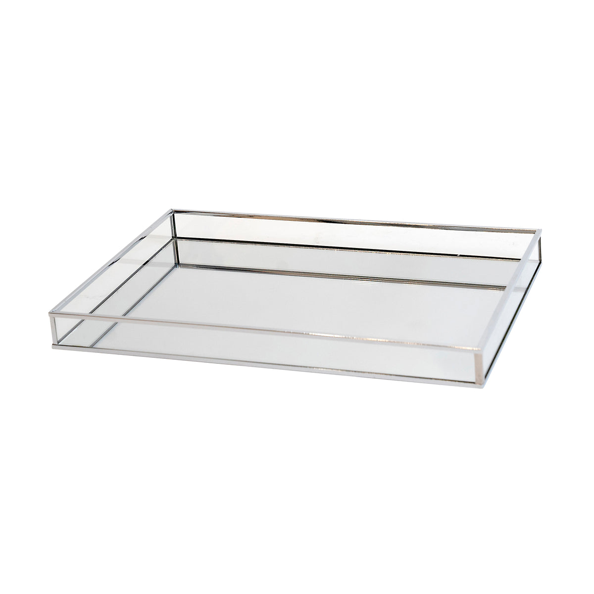 Silver Rectangular Mirrored Tray Large – Bellaspaces